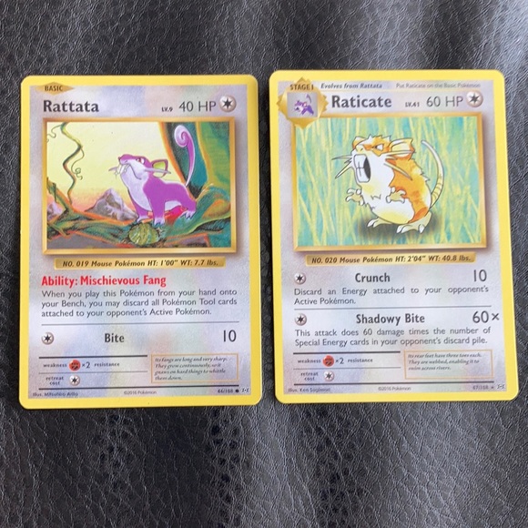 Toys | Rattata Raticate Pokmon Cards | Poshmark